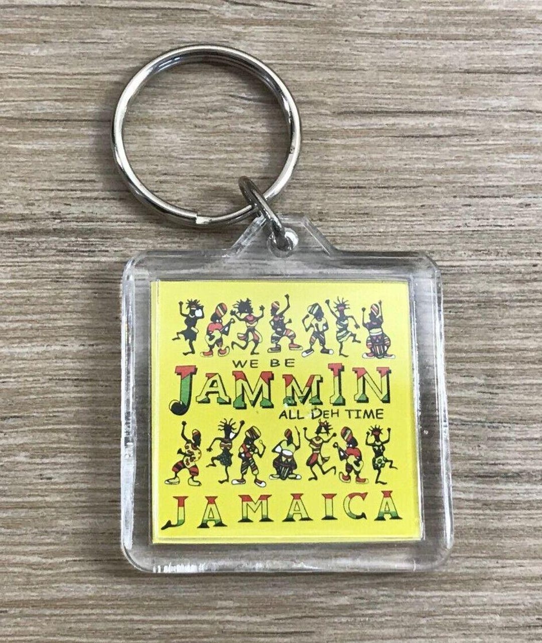 Jamaica Acrylic Fob Key Ring We Be Jammin All Deh Time Jamaican Travel ...
