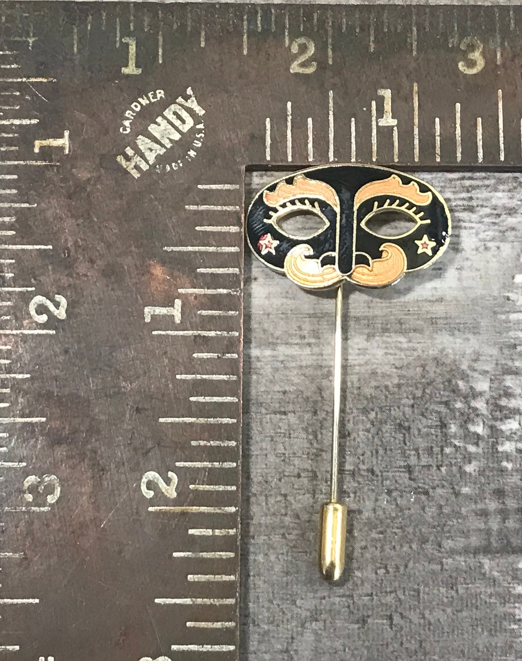 Vintage Masquerade Mask With Mustache Cloisonne Stick Pin - Etsy