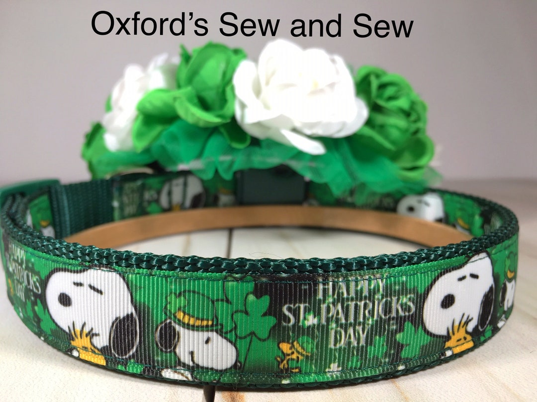 Irish Snoopy St. Patty's 1 M, L, XL Dog Collar and Optional Matching ...