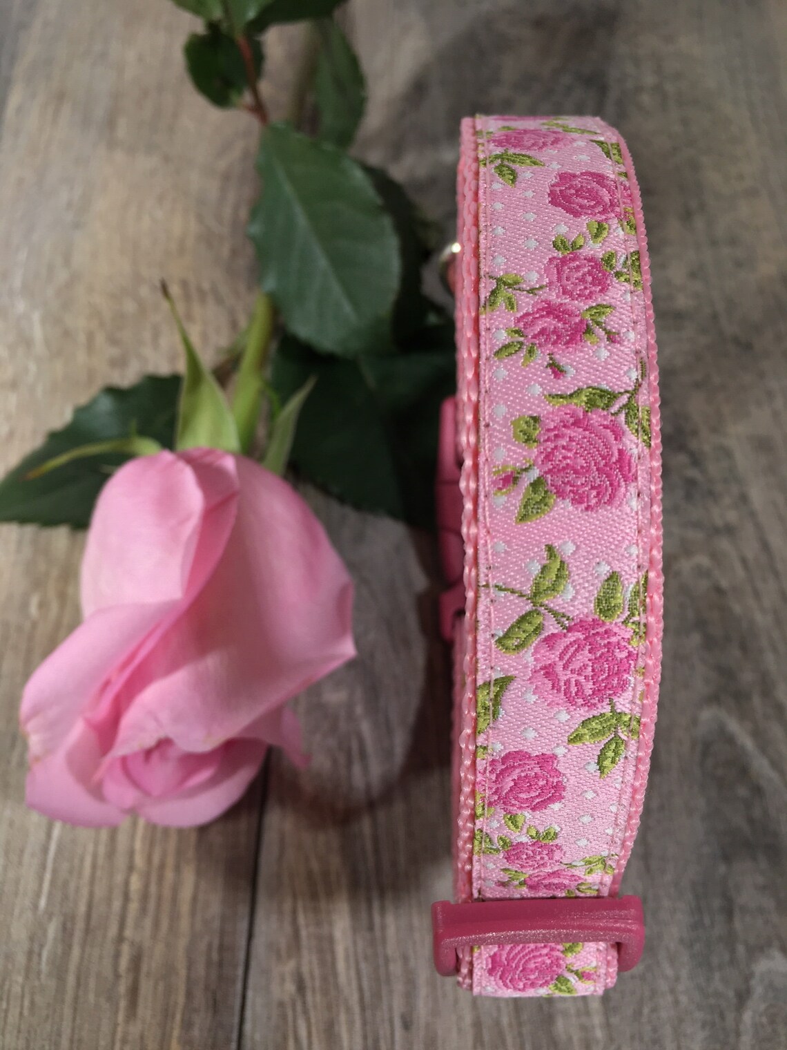Rose Garden Pink Luxurious Jacquard ALL SIZES Dog Collar - Etsy