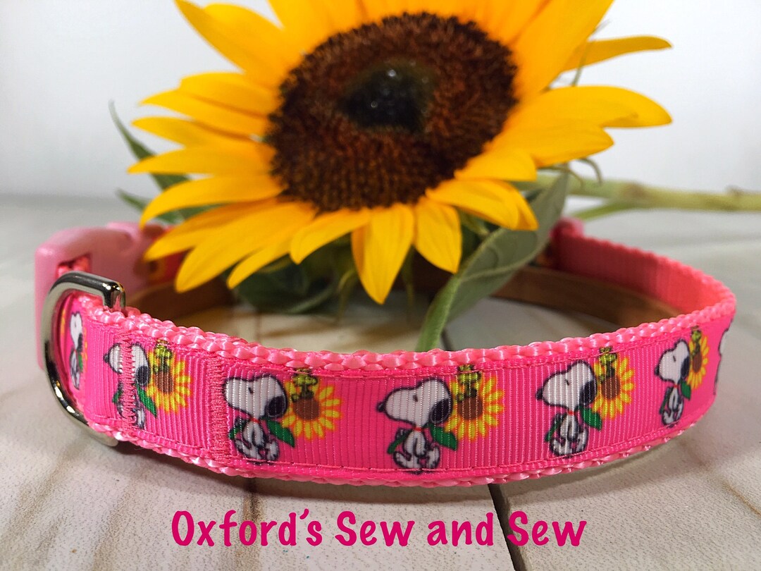Snoopy Sunflower S, M, L, XL Dog Collar & Optional Matching Leash - Etsy