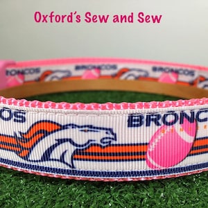 Denver Broncos Pink Female Football Sports Large and Medium Dog Collar ...