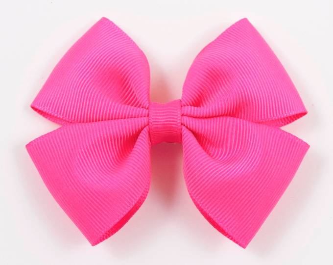Neon Pink Hair Bow, Neon Pink Bow, Neon Pink Basic Hair Bow, Basic Hair ...