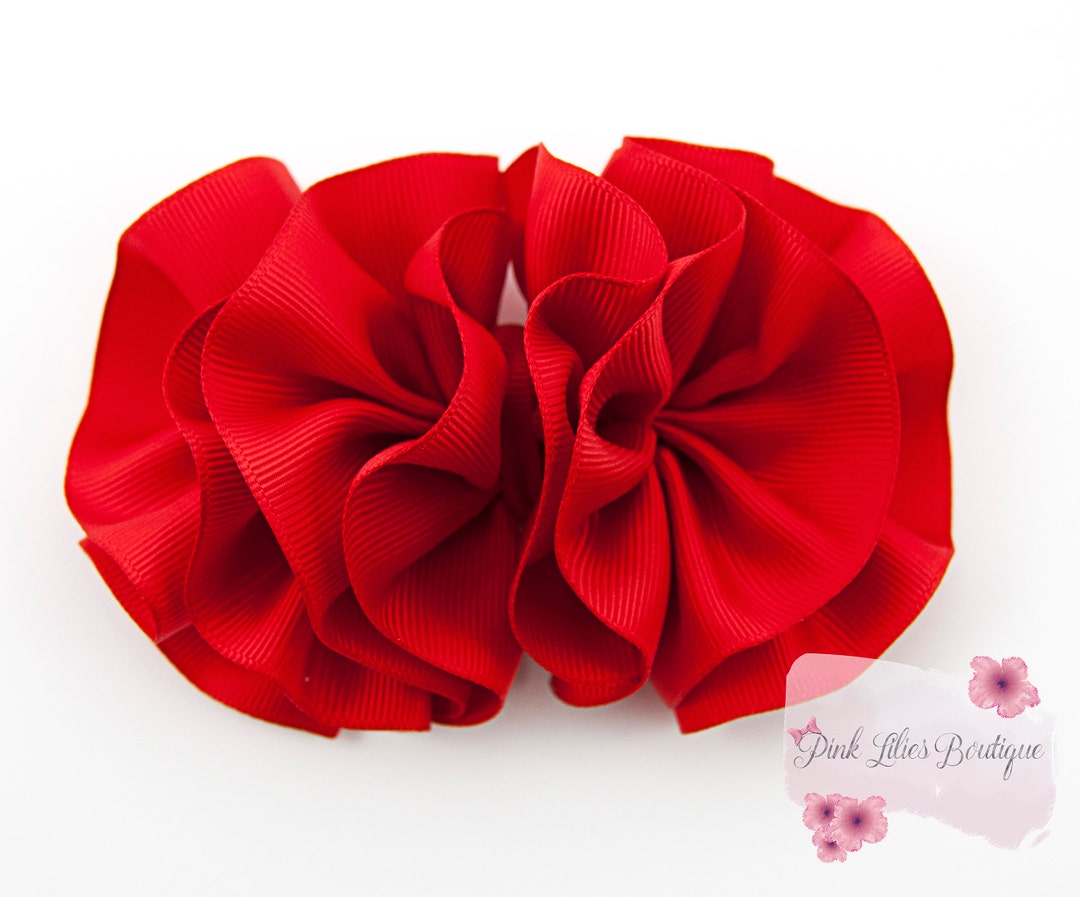 Red Hair Bow Ruffled Hair Bow Red Bow Red Hairbow Girls - Etsy
