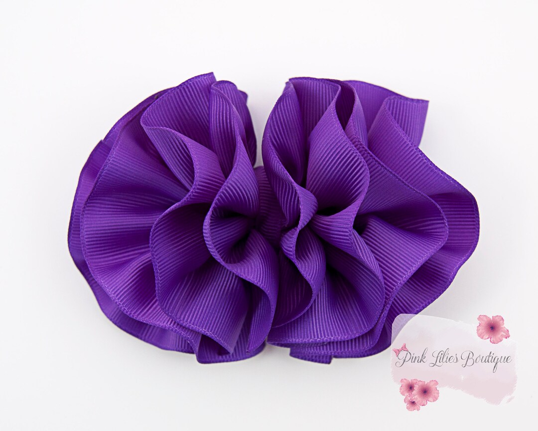 Purple Hair Bow Ruffled Hair Bow Purple Bow Purple Hairbow - Etsy