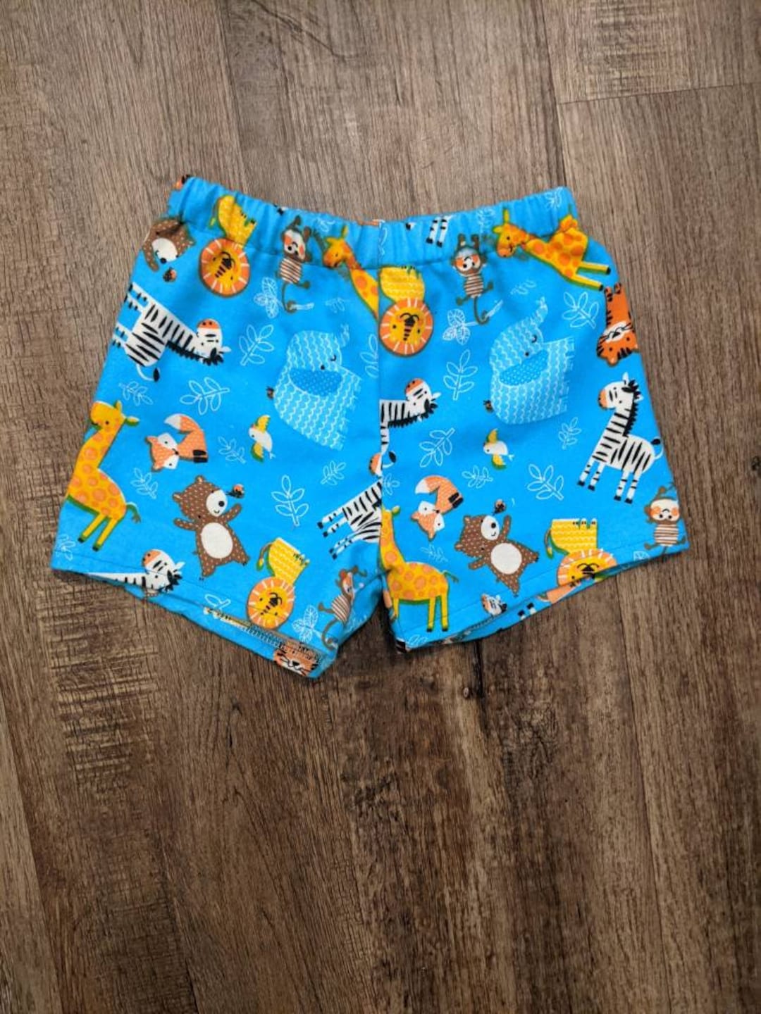 Size 18 Months Blue Jungle Animals Flannel Shorts First - Etsy