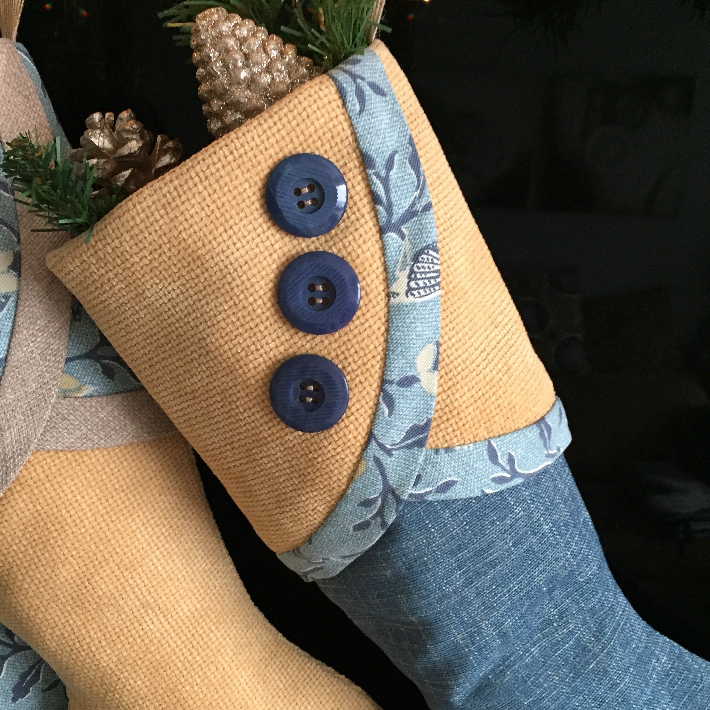 Christmas Stockings Honey/Natural/Duck Egg Blue Large | Etsy