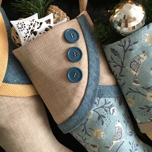 Christmas Stockings Honey/natural/duck Egg Blue Large Contemporary ...