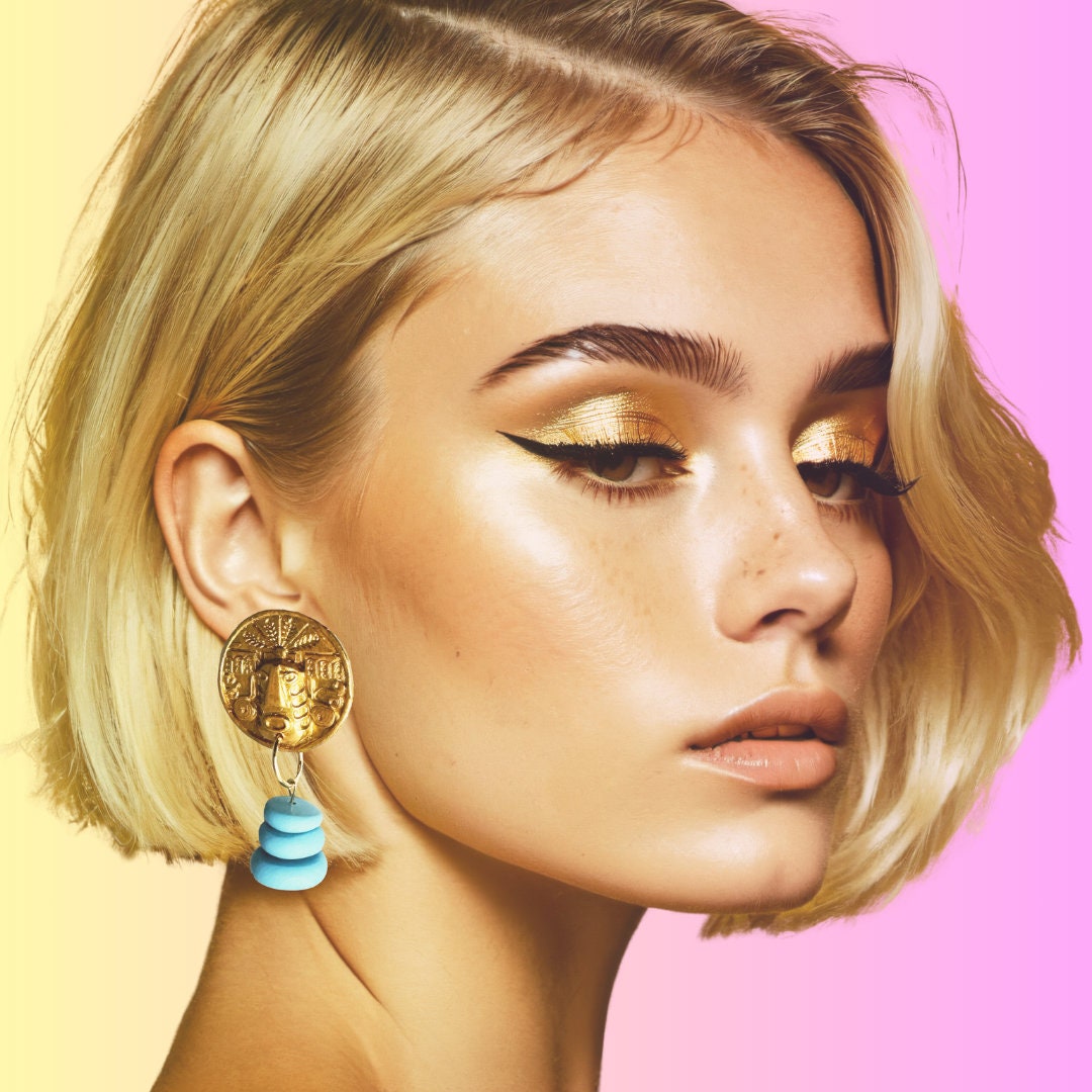 Mayan Earrings, Mayan Aztec Protection God Earrings, Inca Totem ...