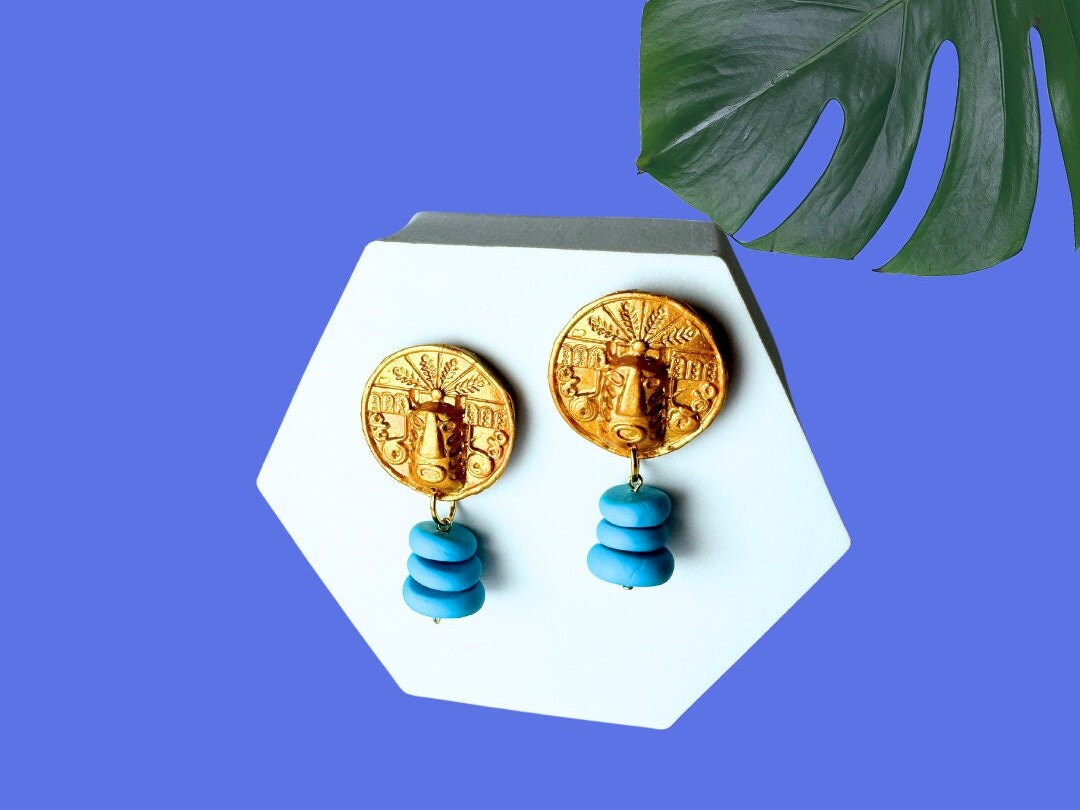 Mayan Earrings, Mayan Aztec Protection God Earrings, Inca Totem ...