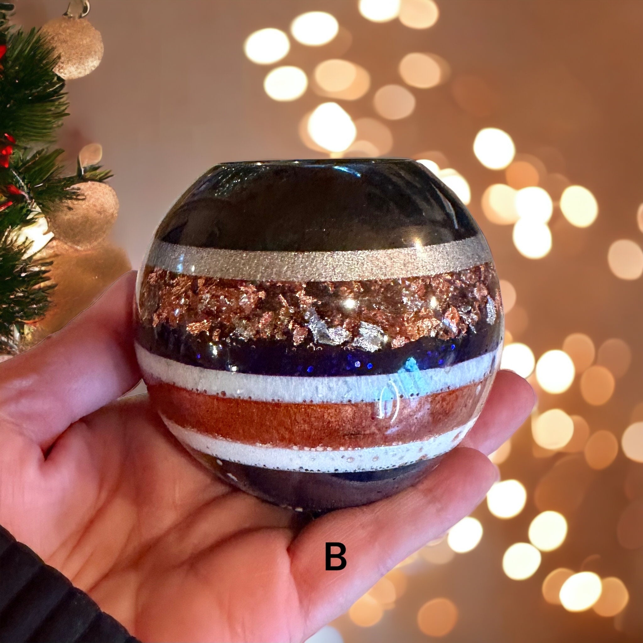 Large Ball or Tall Tea Light Candle Holder striped Home Decor ...