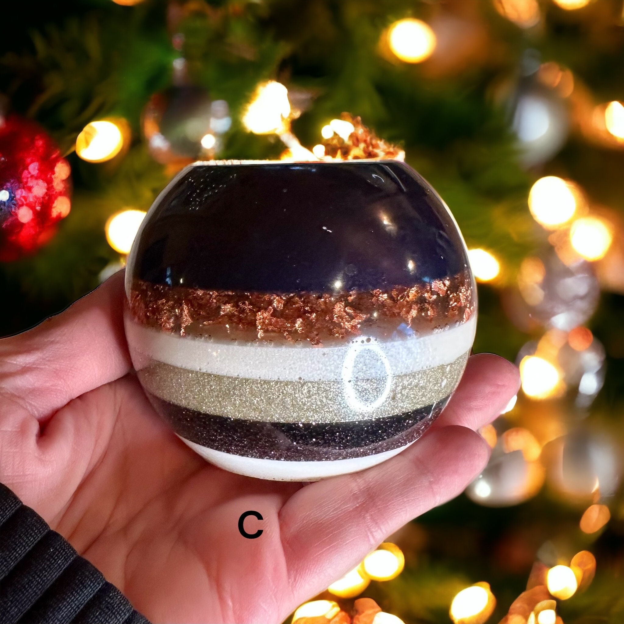 Large Ball or Tall Tea Light Candle Holder striped Home Decor ...