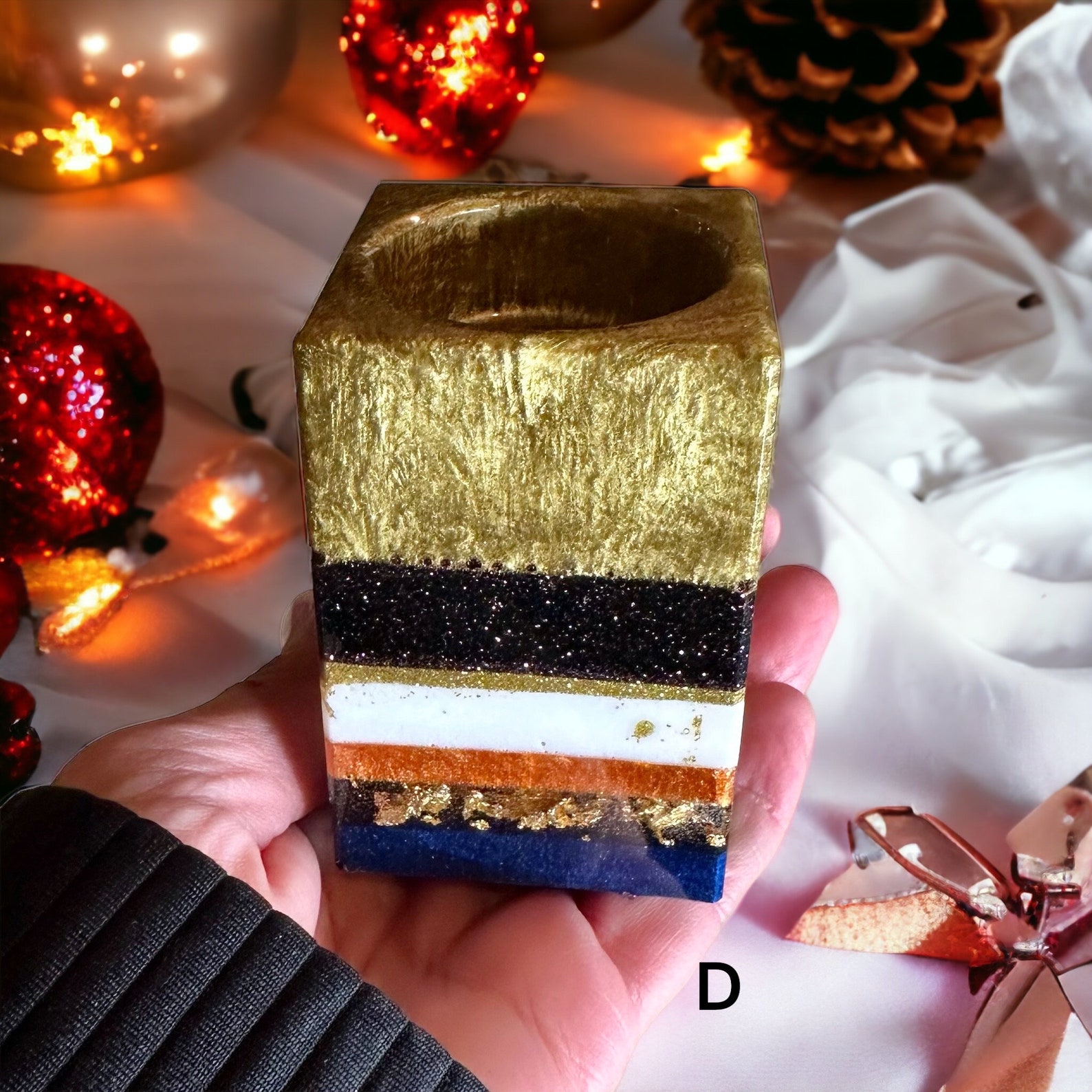 Large Ball or Tall Tea Light Candle Holder striped Home Decor ...