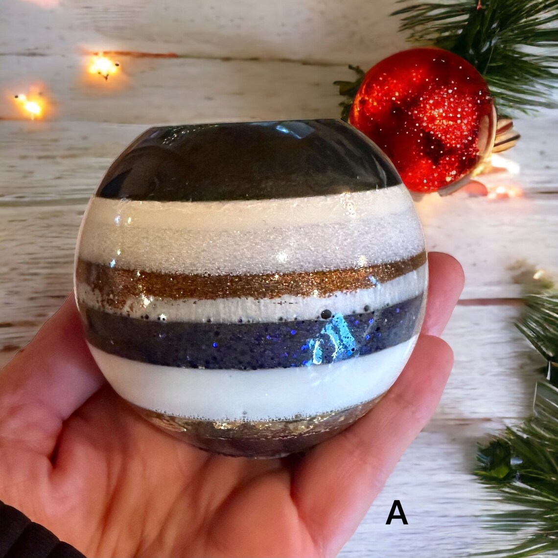 Large Ball or Tall Tea Light Candle Holder striped Home Decor ...