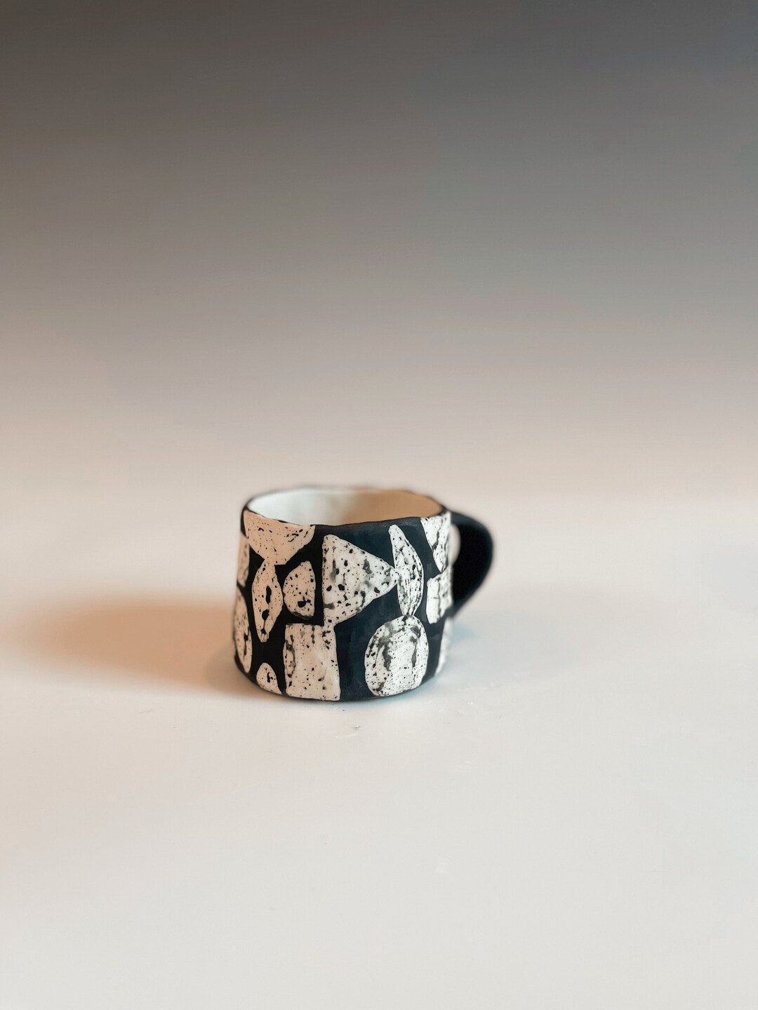 Black and White Shapes Mug Porcelain Pinch Mug - Etsy