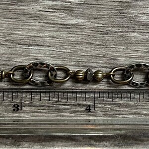Mixed Metal Pewter Hammered Loop and Patterned Bronze Link Bracelet - Etsy