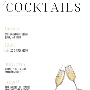 Simple Minimalist Cocktail Menu, Digital File - Etsy