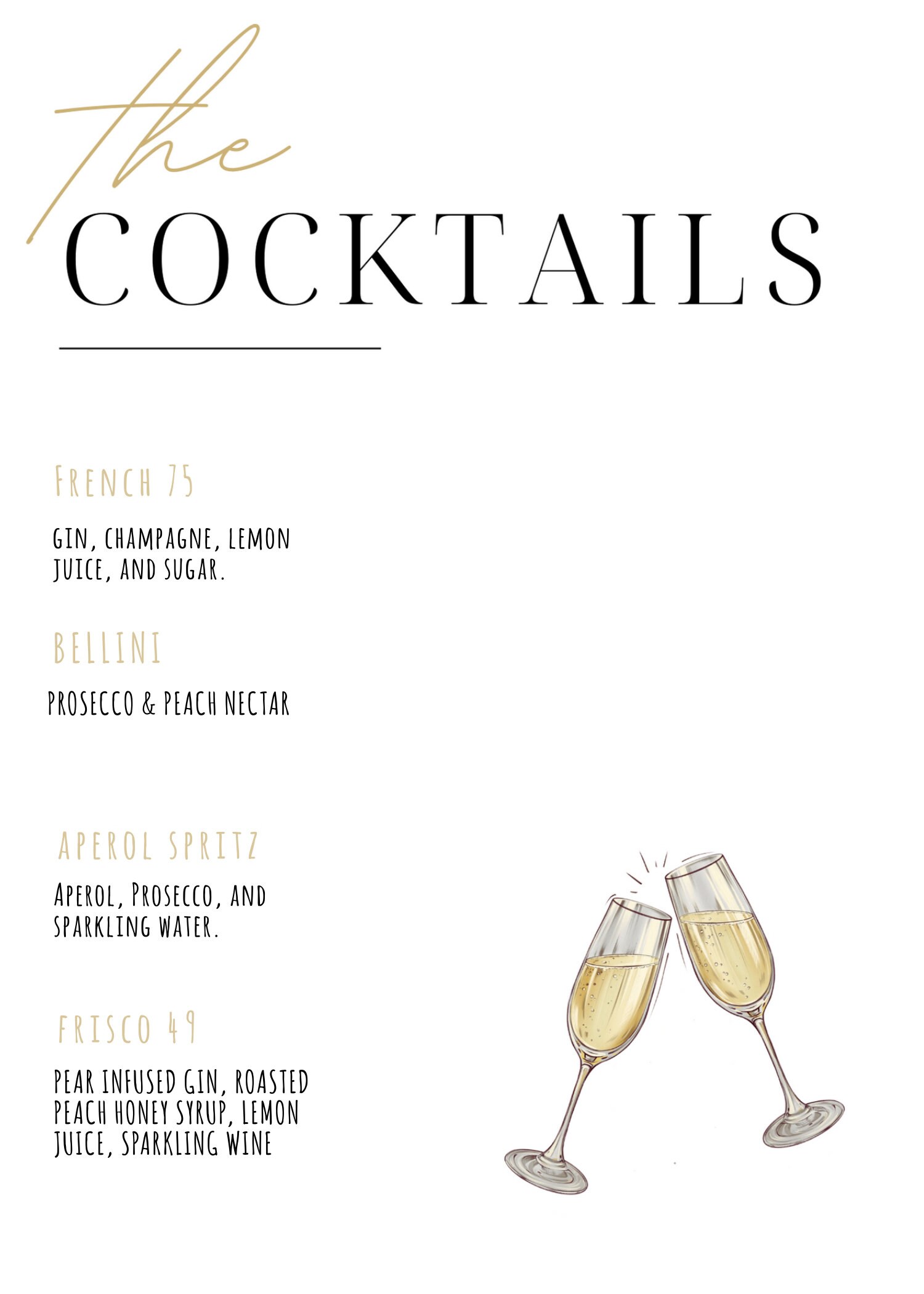 Simple Minimalist Cocktail Menu, Digital File - Etsy