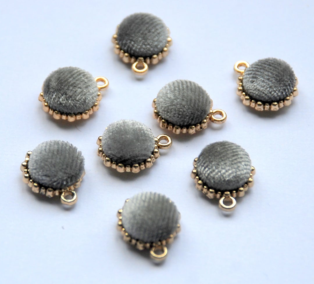 Grey Velvet Pendant, Grey Velvet Fabric Charm, DIY Jewelry Making ...