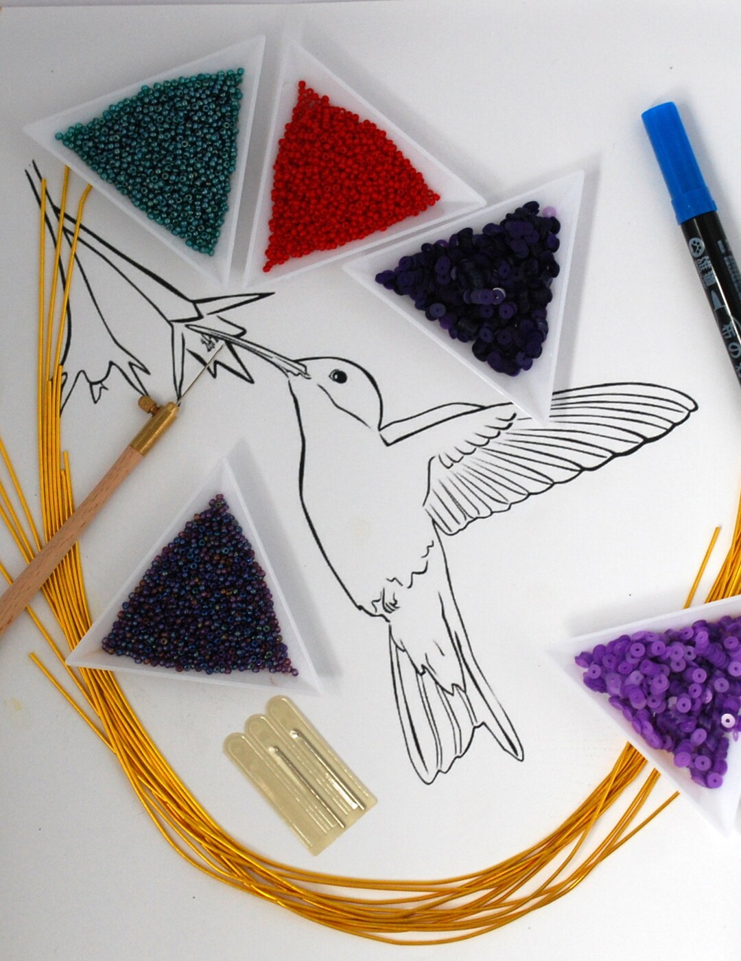 Tambour Embroidery Kit, Hummingbird Gold Work Kit, Luneville Embroidery ...