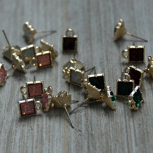 Square Ear Posts With Loop, Jewelry Making, Earrings Posts, Grey ...