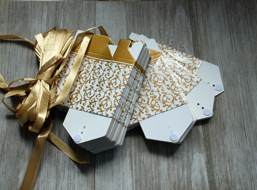 10 Wedding Gold Favor Boxes Wedding/engagement Table - Etsy
