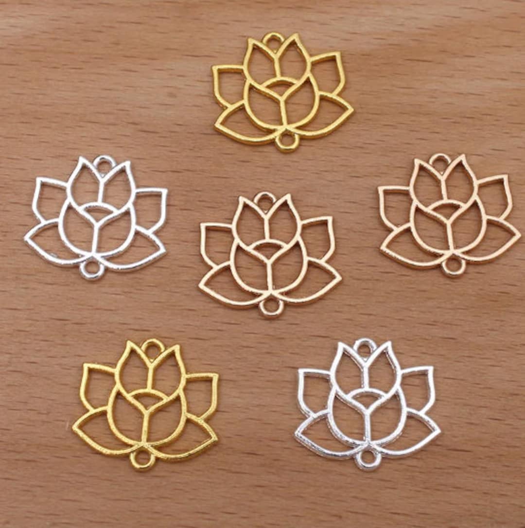 Lotus Flower Charm/connector, 19x20 Mm Lotus Flower Charm, Jewelry ...