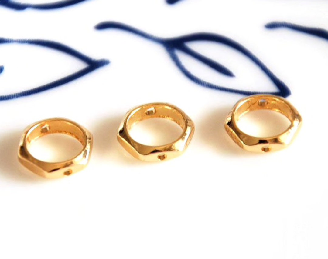 Gold Plated Circle Connector, 2 Holes Circle Jewelry Connector, Jewelry ...