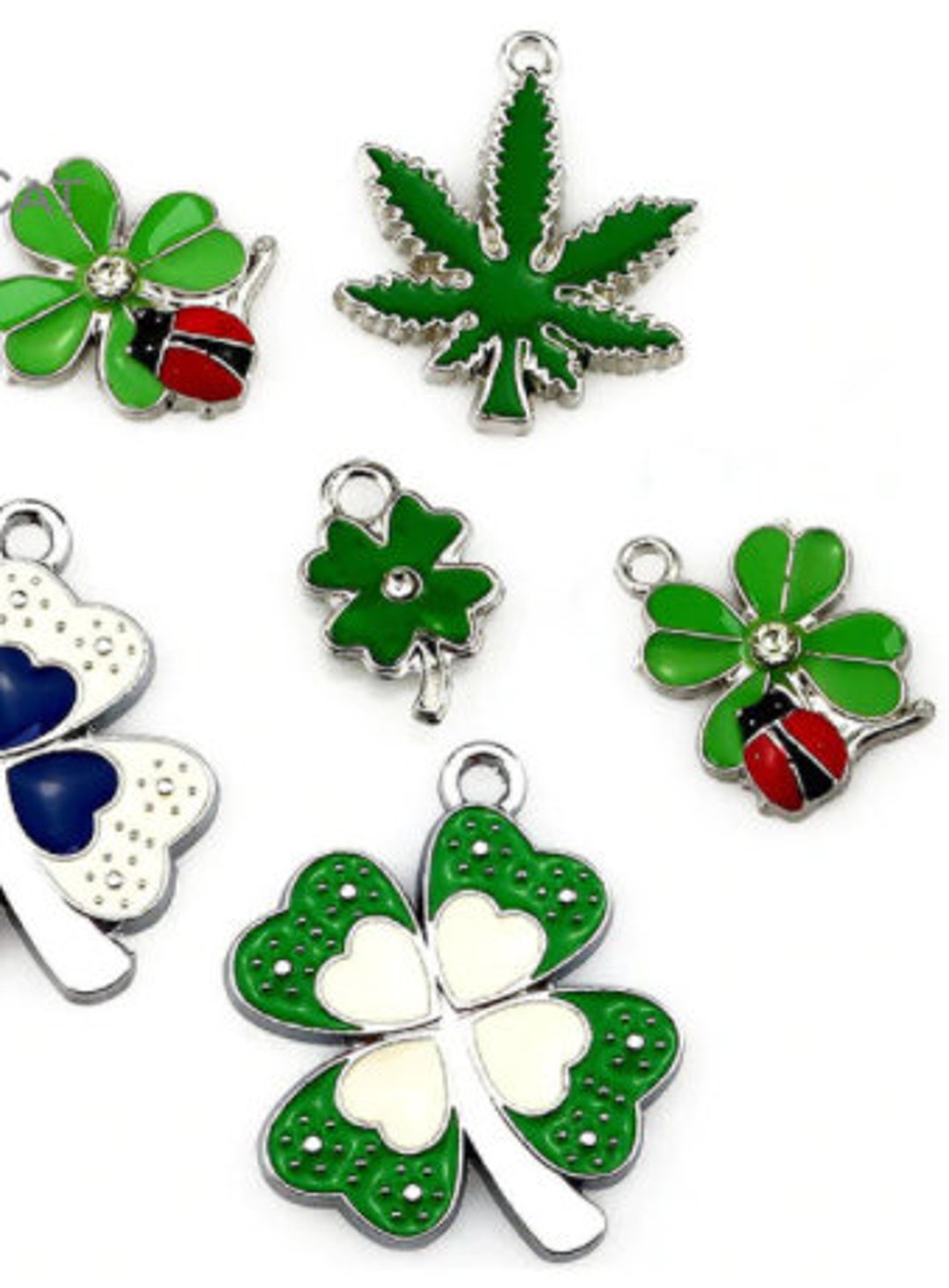 Mixed Leaf Charm, Enamel Leaf Charm, Lucky Charm, Plant Charm, Craft ...
