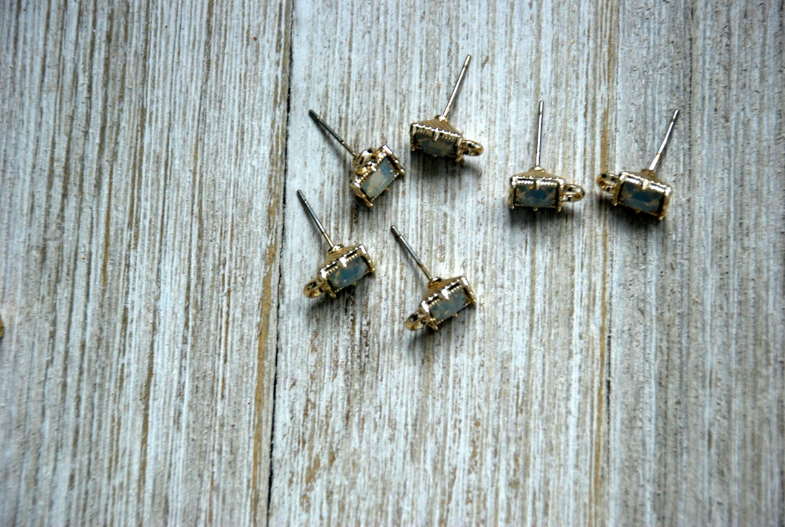 Square Ear Posts With Loop, Jewelry Making, Earrings Posts, Grey ...
