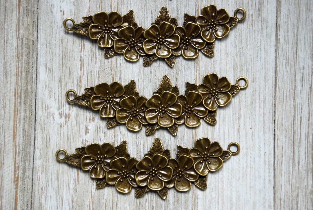 Huge Bronze Flower Connector, Flowers Connector Charm, Jewelry Making ...
