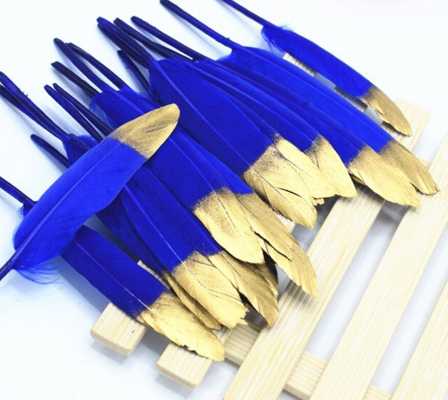 Gold Paint Real Duck Feathers, Feather Pendant, Jewelry Finds Findings ...