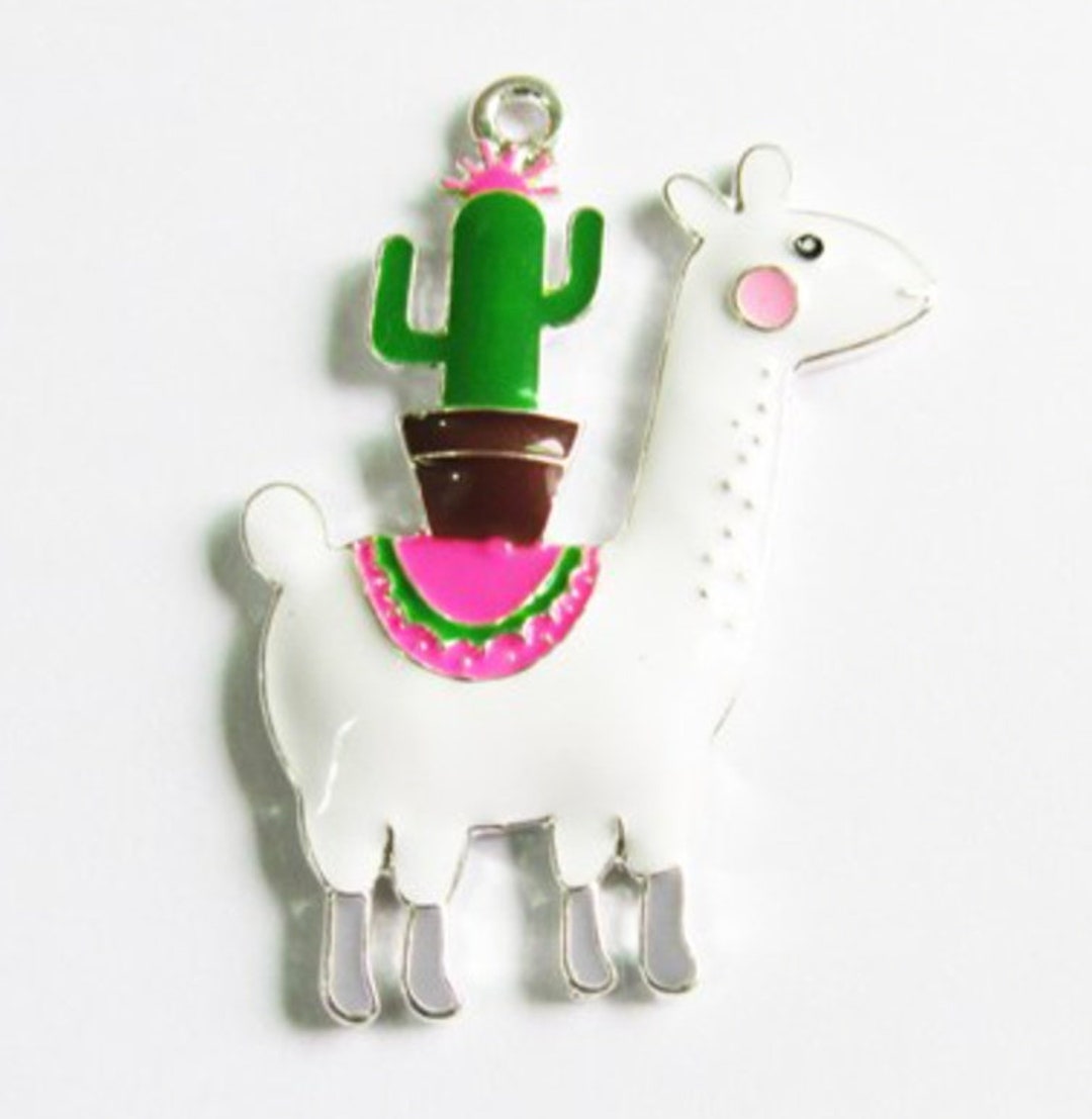 Llama Charms, Alpaca Charms, Enamel Lama Pendant, Enamel Gold Charm ...