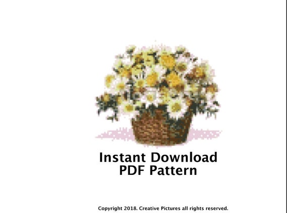 Flower Basket Cross Stitch Pattern Digital Embroidery Pattern - Etsy