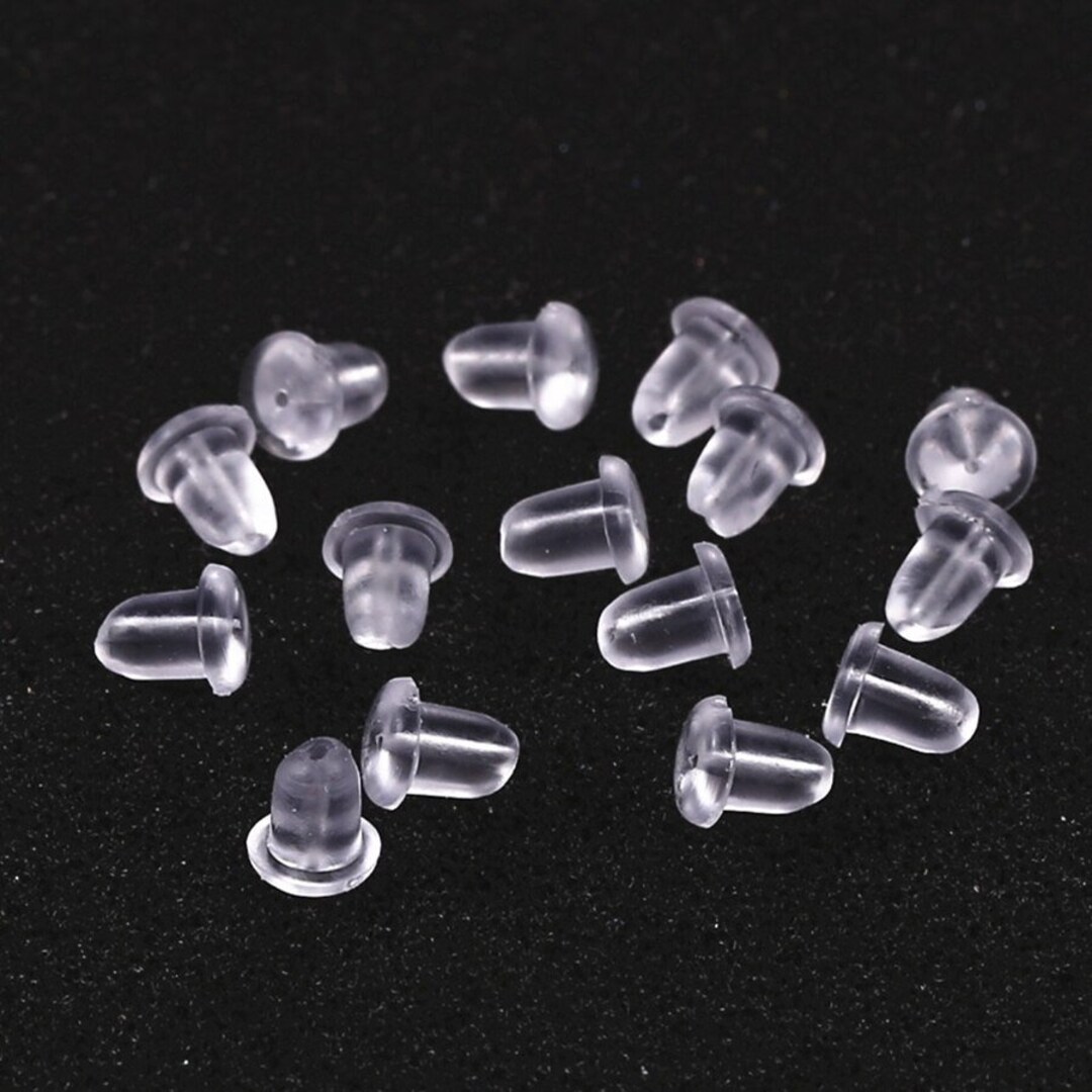 Clear Rubber Ear Nuts, Rubber Stoppers, 25 Ear Posts Stoppers, Ear ...