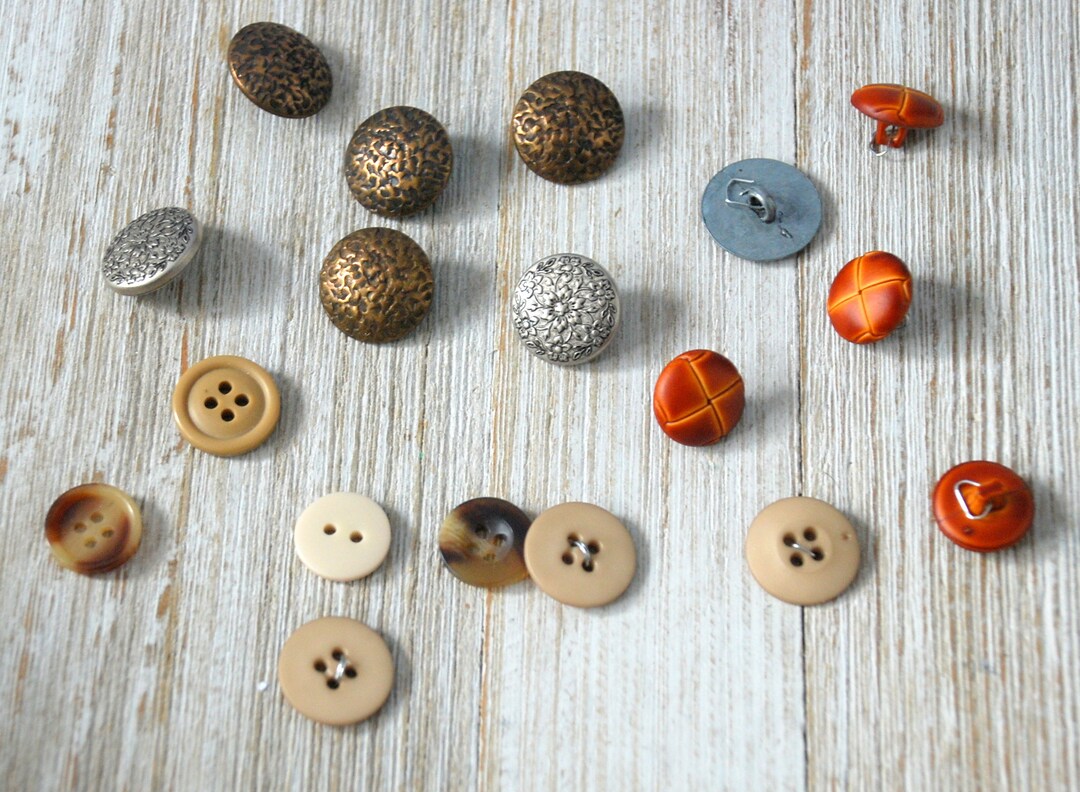 Plastic Buttons, Lot of Vintage Buttons, Flat Dome Metal Wood Buttons ...