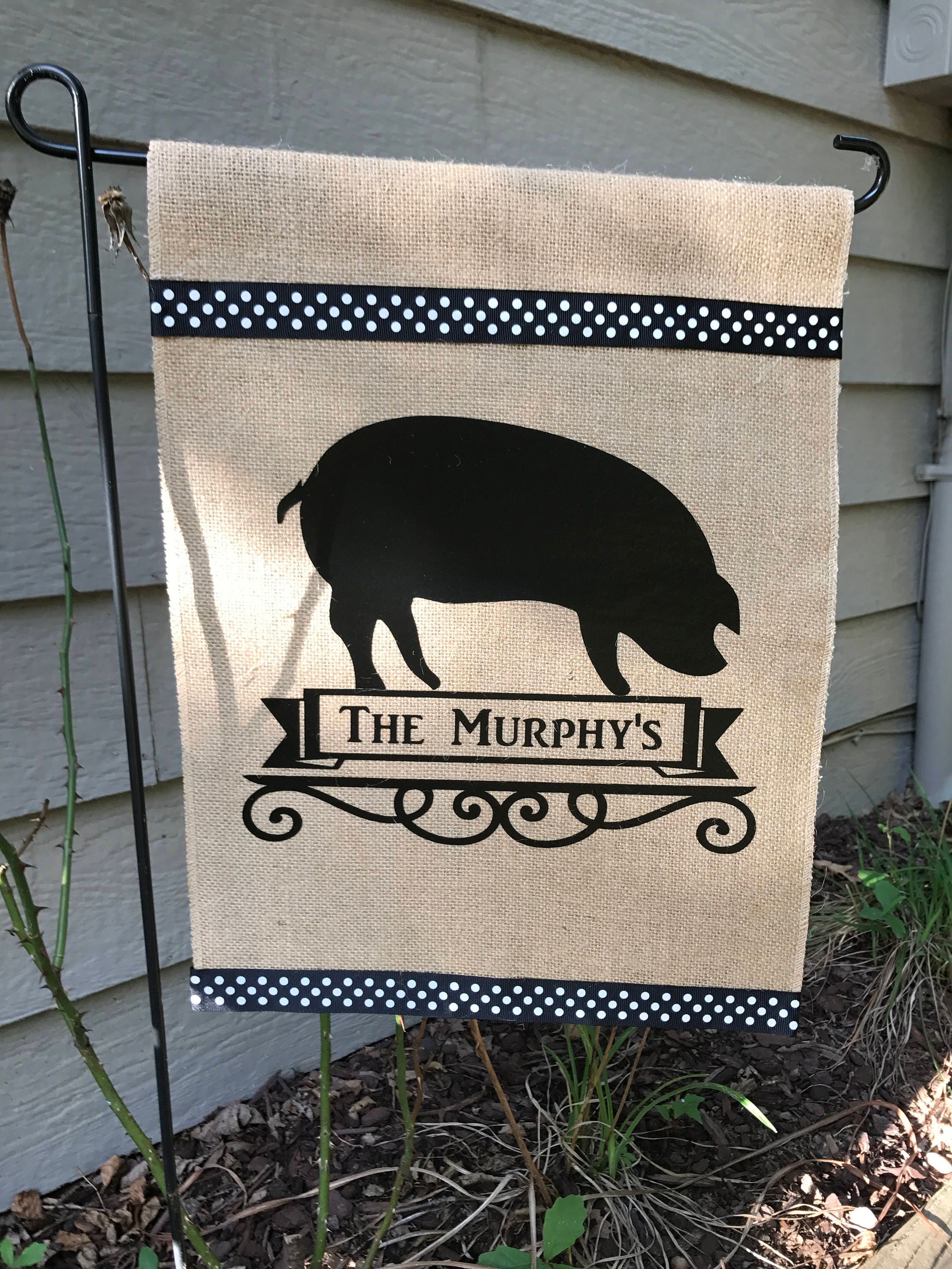 Pig/Pig Burlap Flag/Pig Garden Flag | Etsy