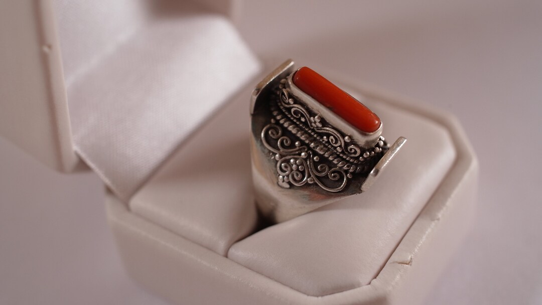 Vintage Sterling Silver 925 Indian Adjustable Sizable Ring With Genuine ...
