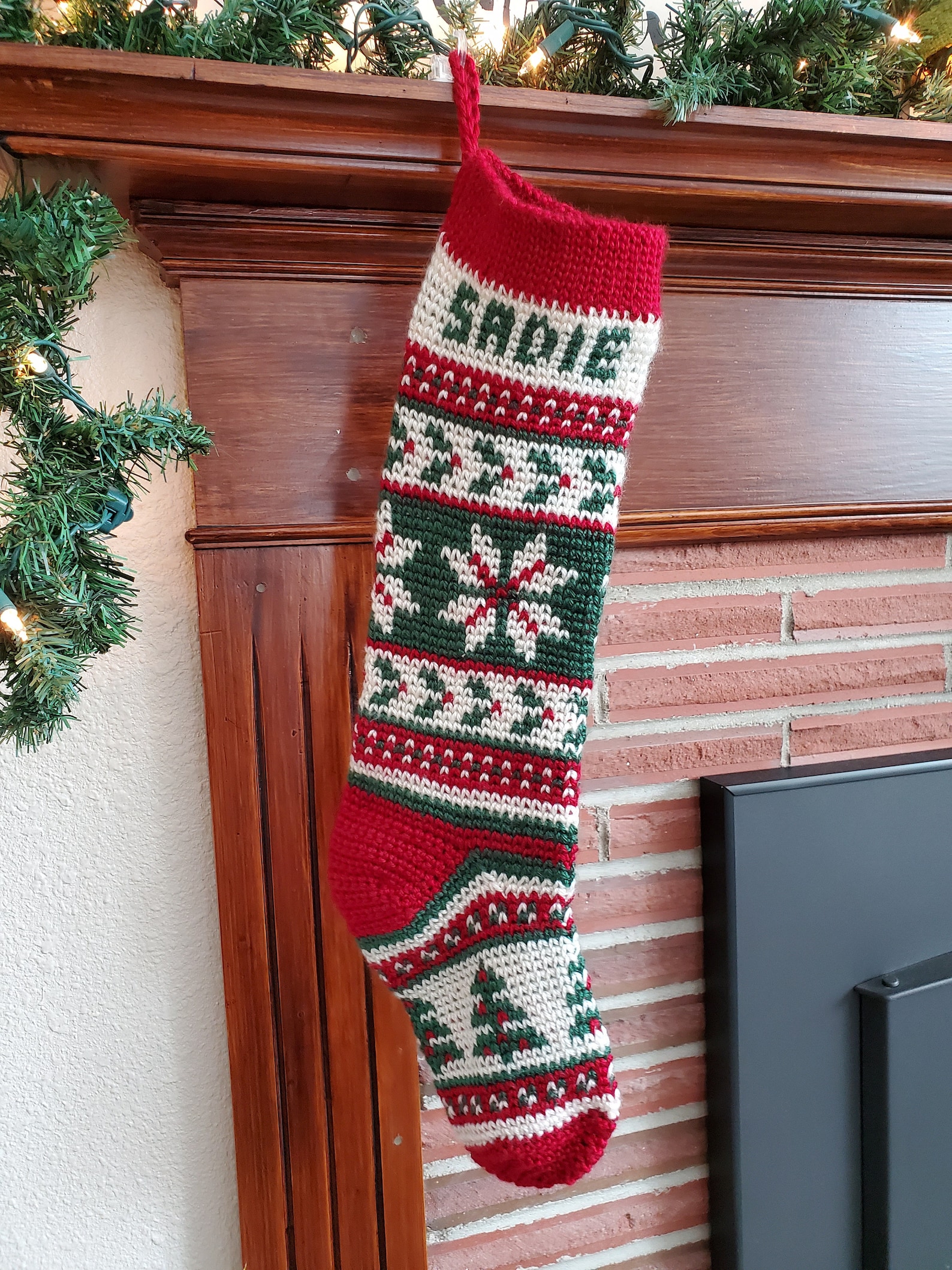 Personalized Crochet Fair Isle Stocking Pattern- Large Snowflake - Etsy