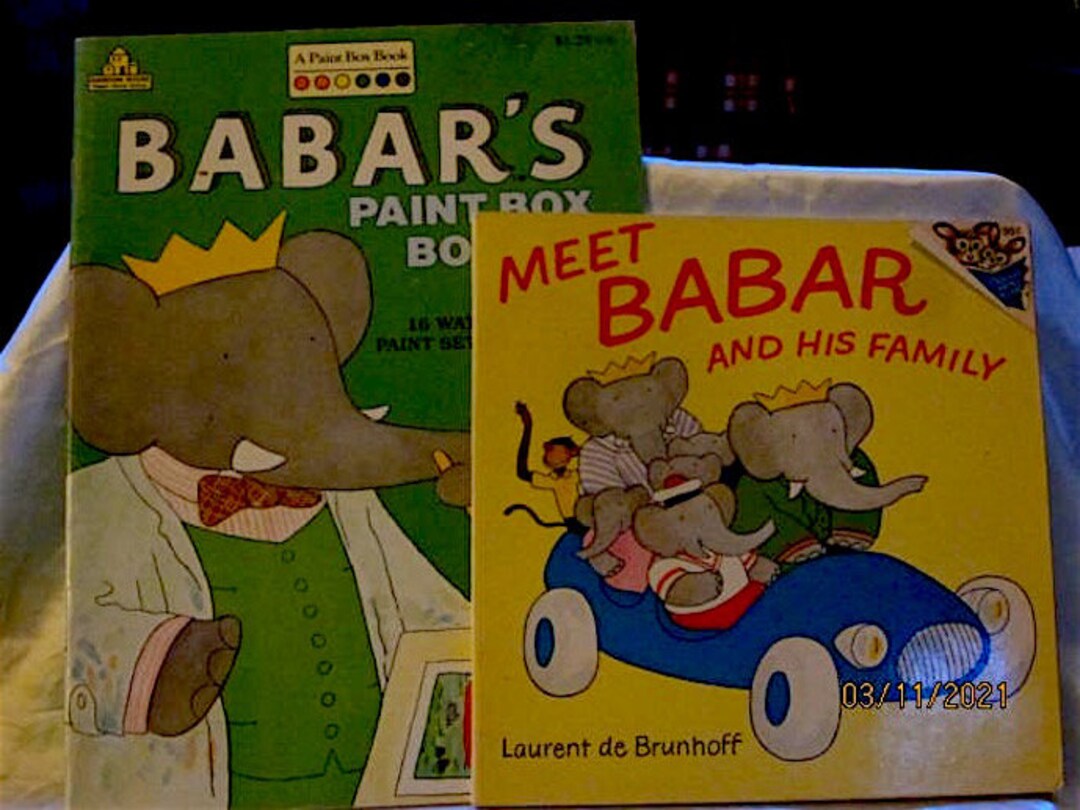 BABAR RARE PAINT Box Book 1989/storybook 1973 meet Babar & His Family ...
