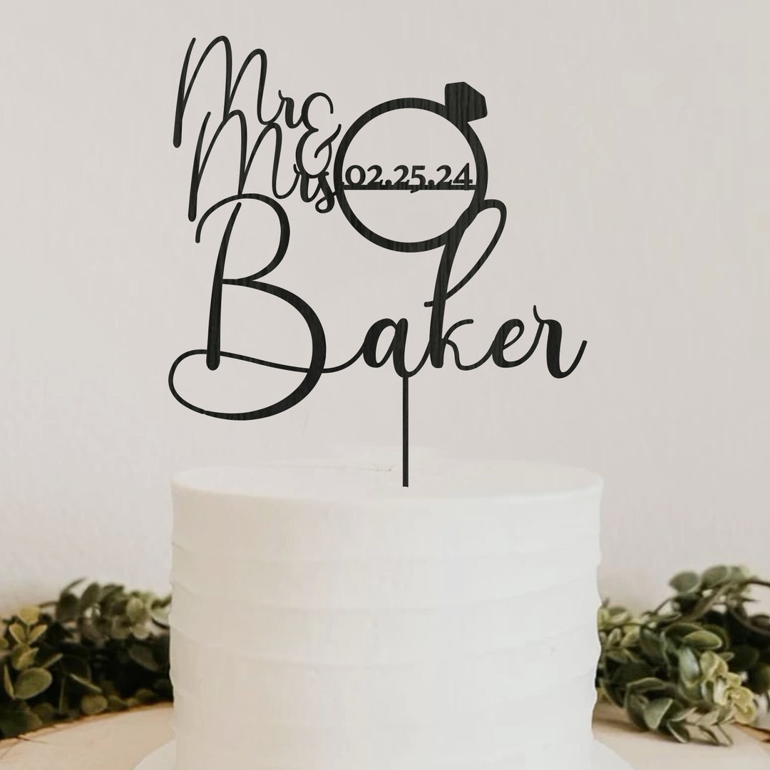 Mr and Mrs Script Personalized Wedding Cake Topper, Custom Wedding Cake ...