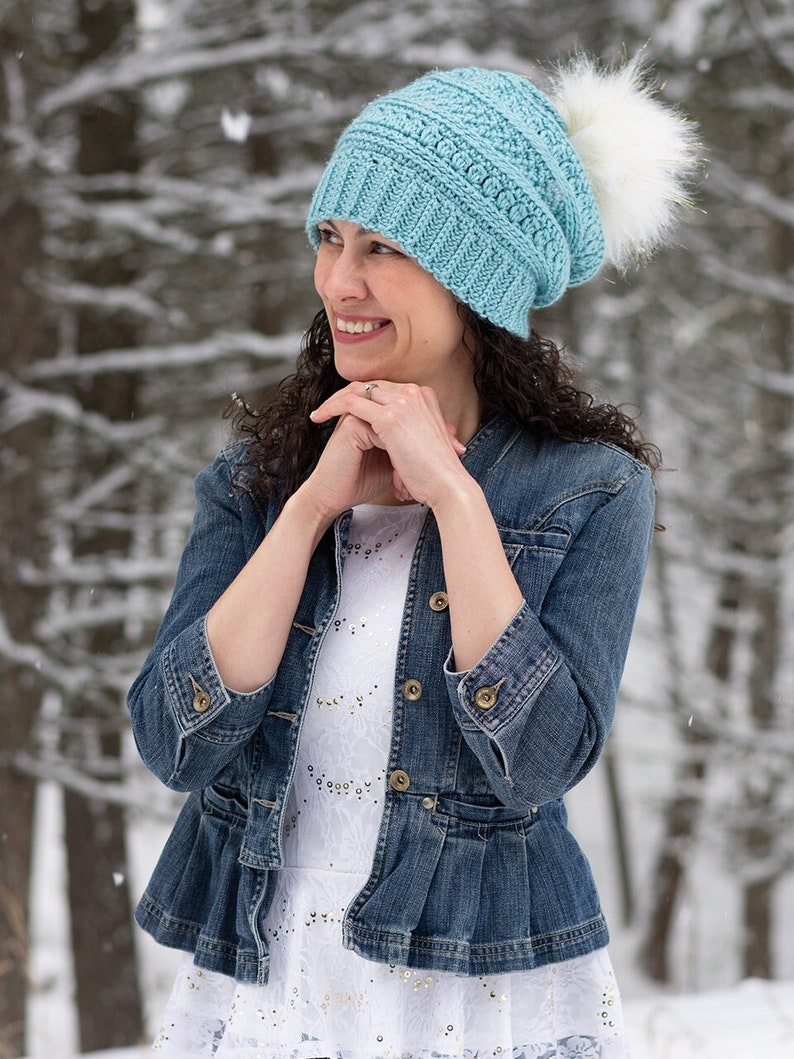 Crochet Slouchy Beanie Pattern: Women's Winter Hat With Pom-pom ...
