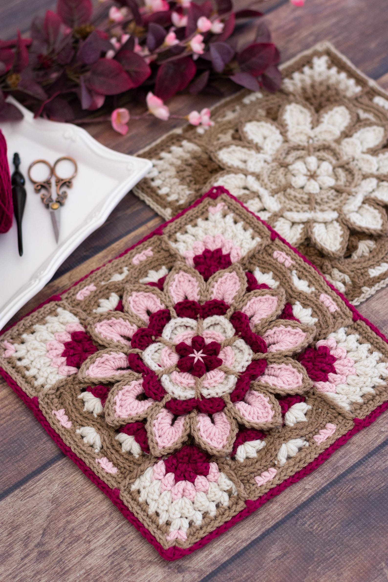 Crochet Square Pattern: 3D Floral Afghan Block (digital PDF Download ...