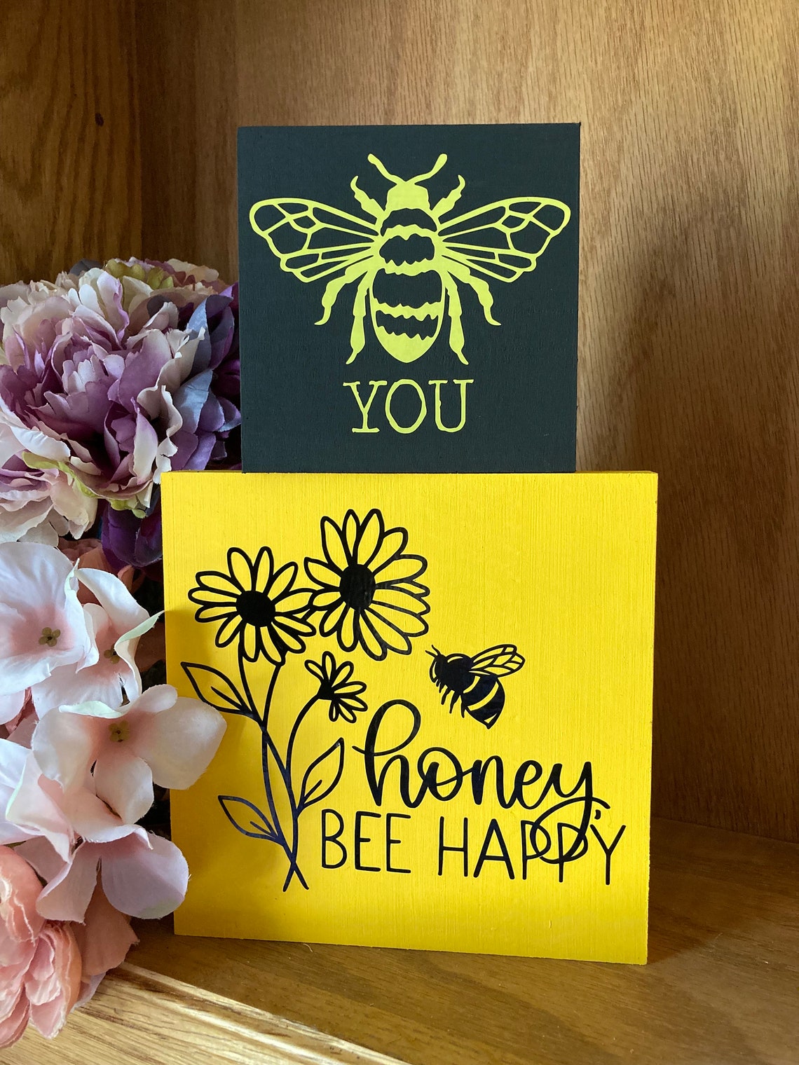 Bee Happy Wooden Sign Collection, Summer Decor, You Are Bee Utiful Pun ...