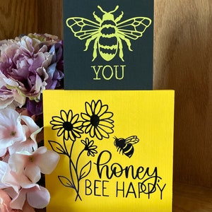 Bee Happy Wooden Sign Collection, Summer Decor, You Are Bee Utiful Pun ...