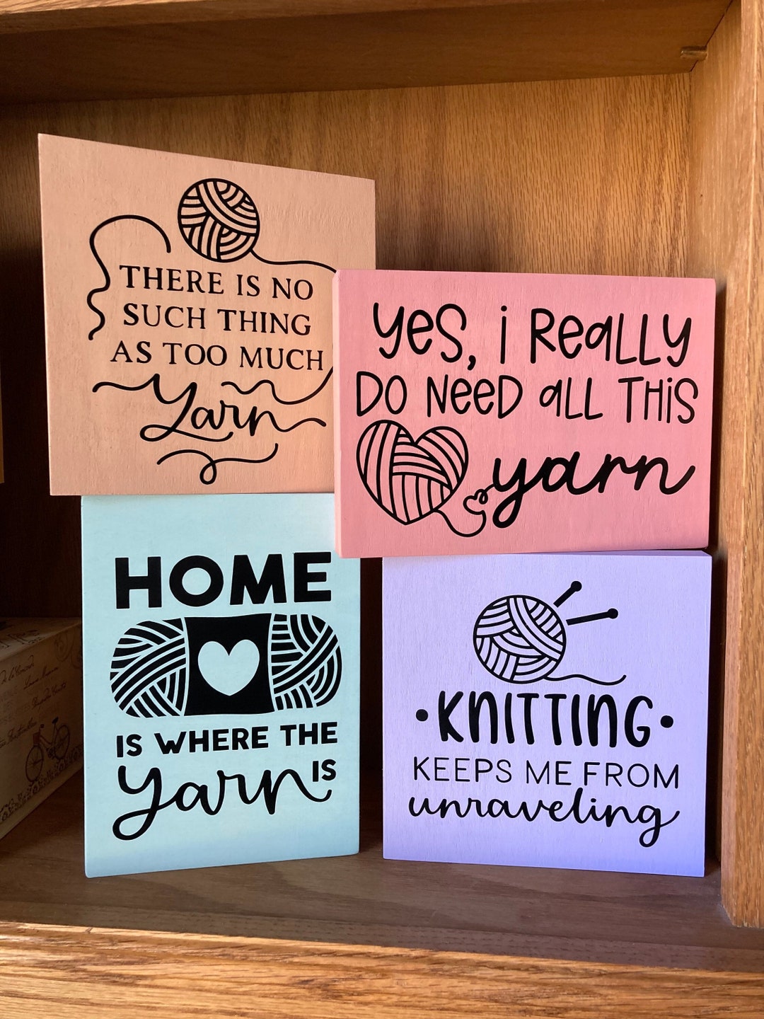 Yarn Lovers Wooden Sign Collection, Knitter Decor, Crocheting Sign ...