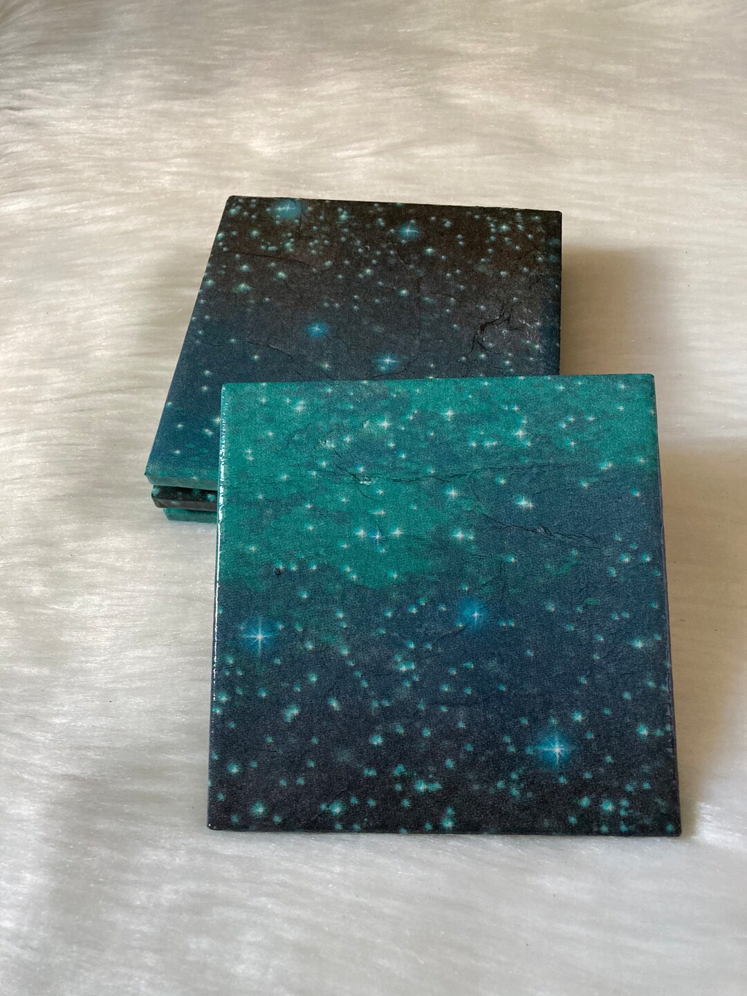 Starry Night Coasters, Set of 4, Repurposed Coasters, Napkin Coasters ...