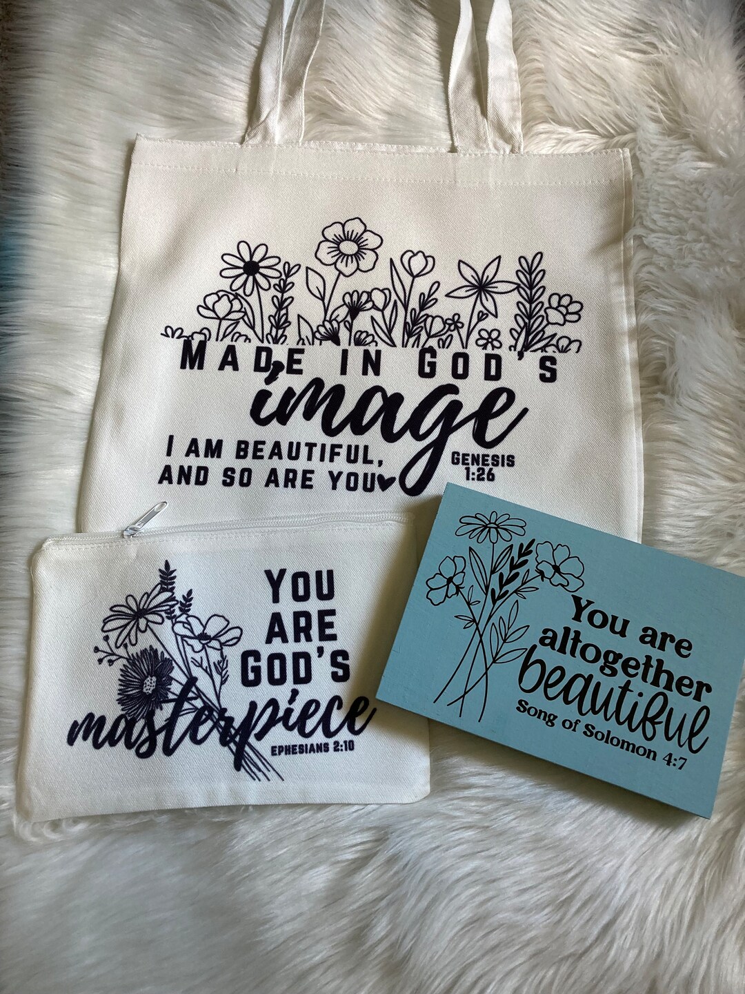 Made in Gods Image Gift Bag Bundle, Gods Masterpiece Zippered Pouch ...