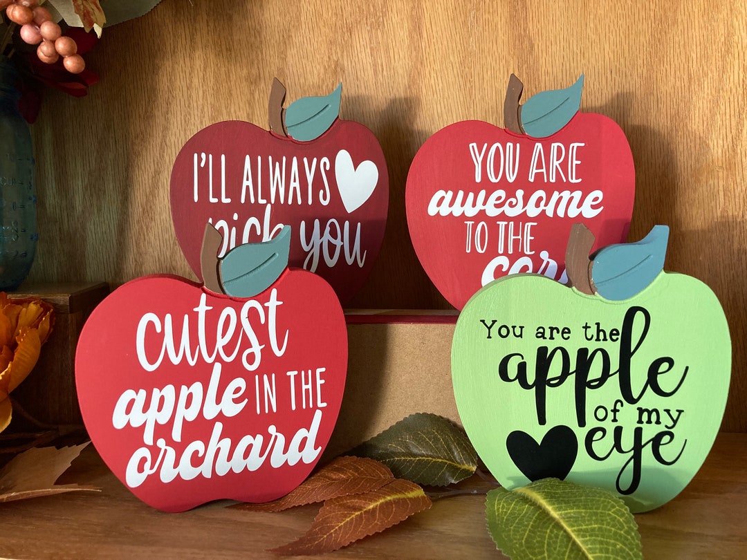 Wooden Apple, Fall Decor, Rustic Fall Apple Wooden Fruit, Wood Kitchen ...