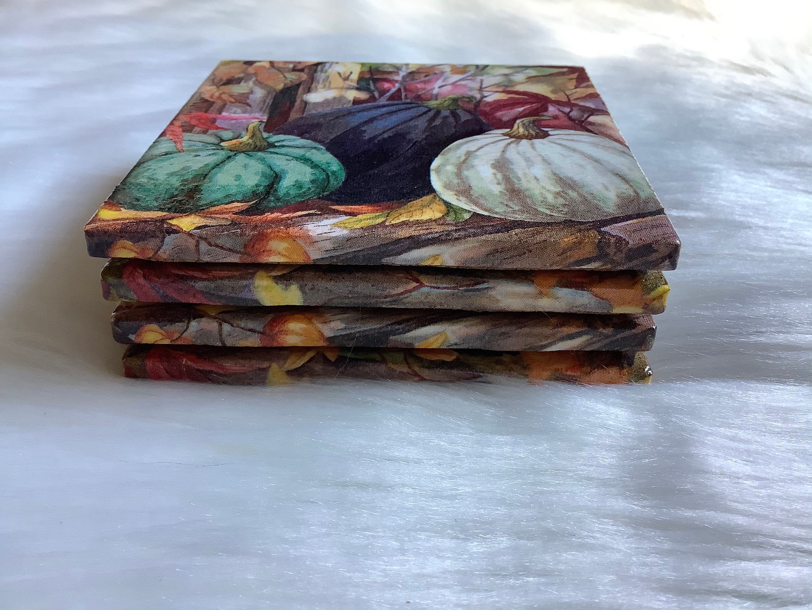 Fall Pumpkin Harvest Coasters Set of 4 Upcycled Coasters - Etsy